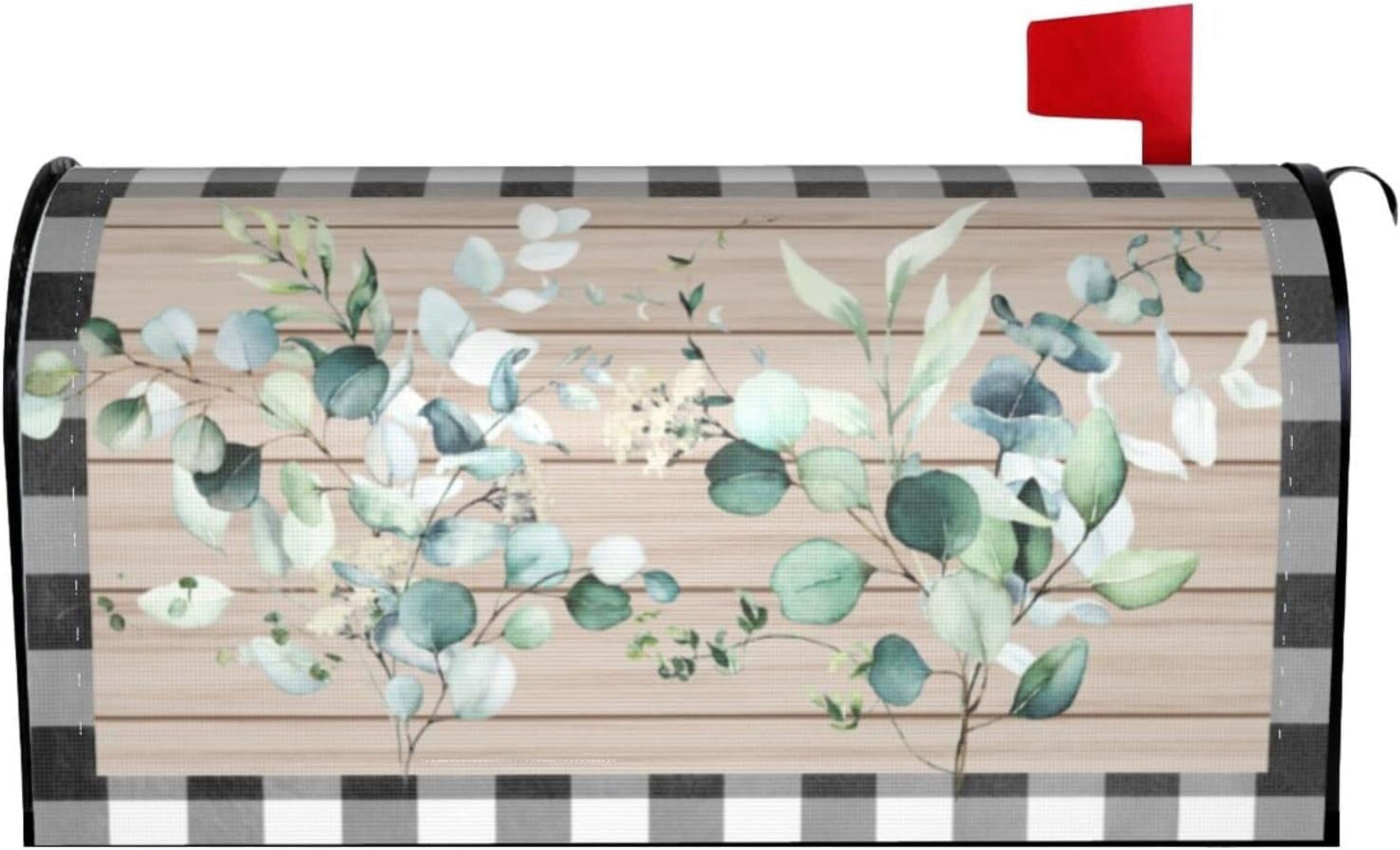 Spring Green Leaf Mailbox Covers Magnetic Standard Size 18 X 21 Black ...