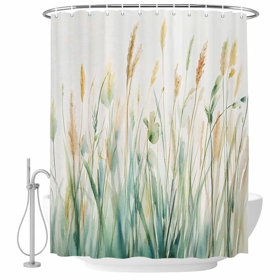 Spring Green Leaf Shower Curtain Set - Small 36" x 72" Washable Bathtub ...