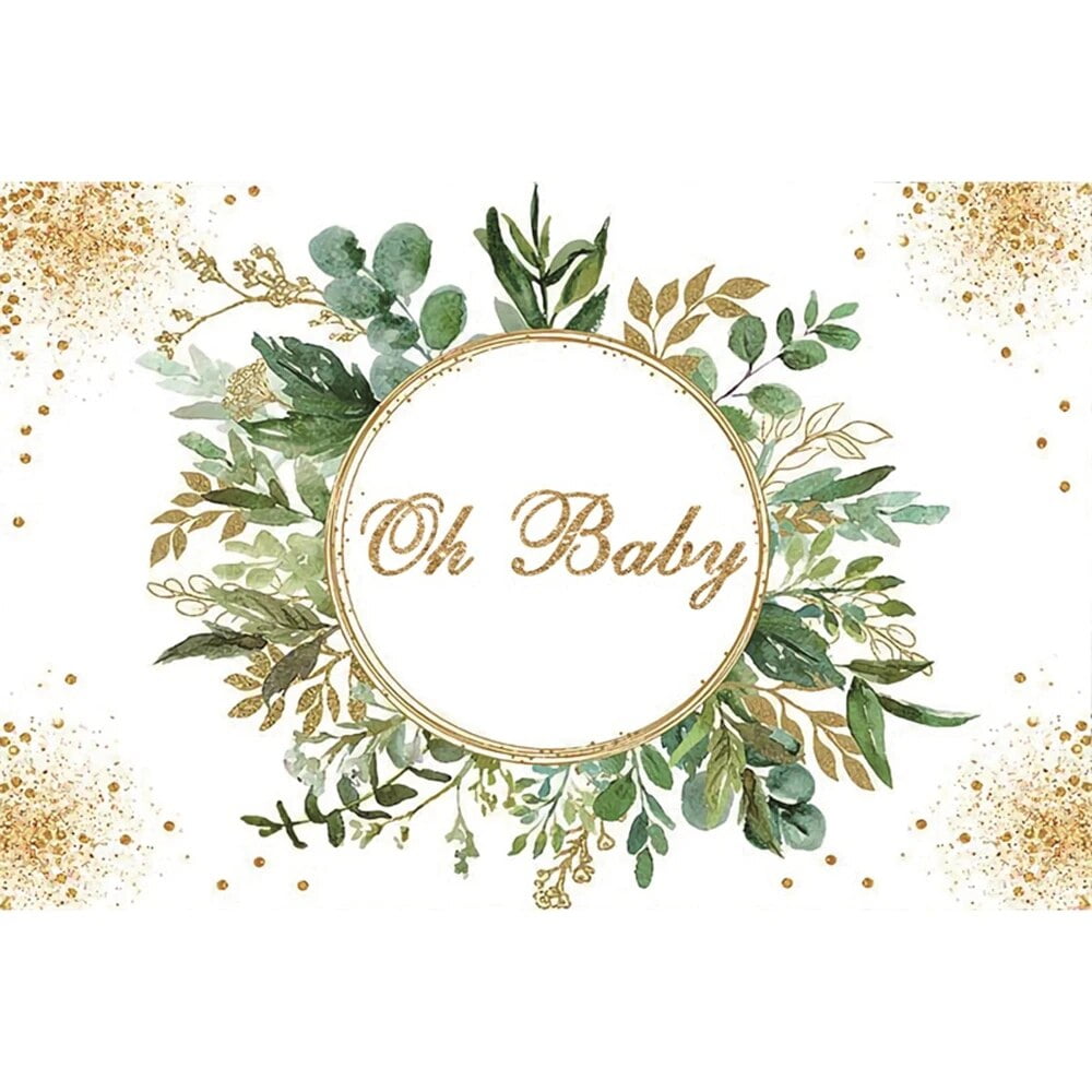 Spring Green Leaves Happy Birthday Backdrop Custom Name Newborn Shower ...