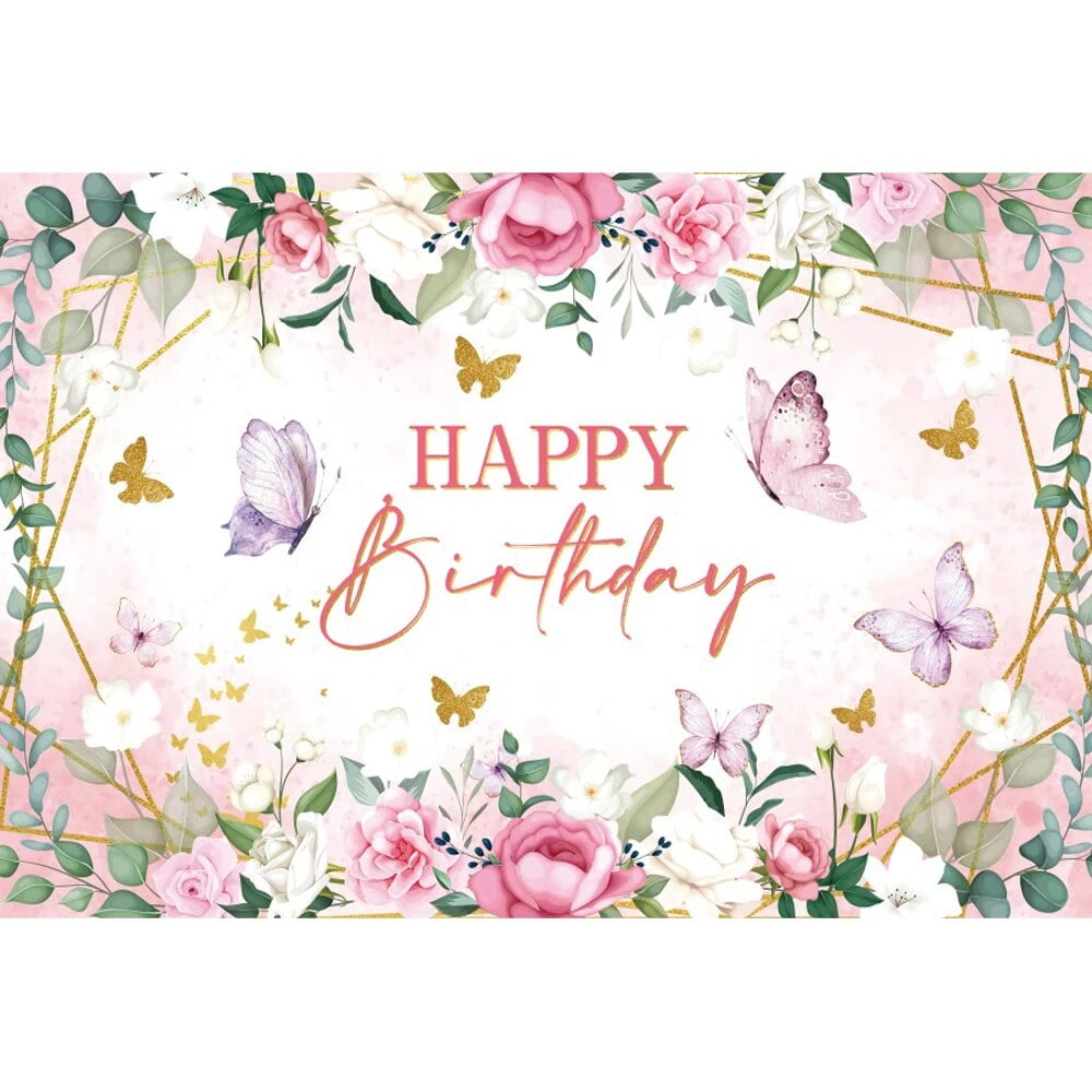 Spring Green Leaves Happy Birthday Backdrop Custom Name Newborn Shower ...