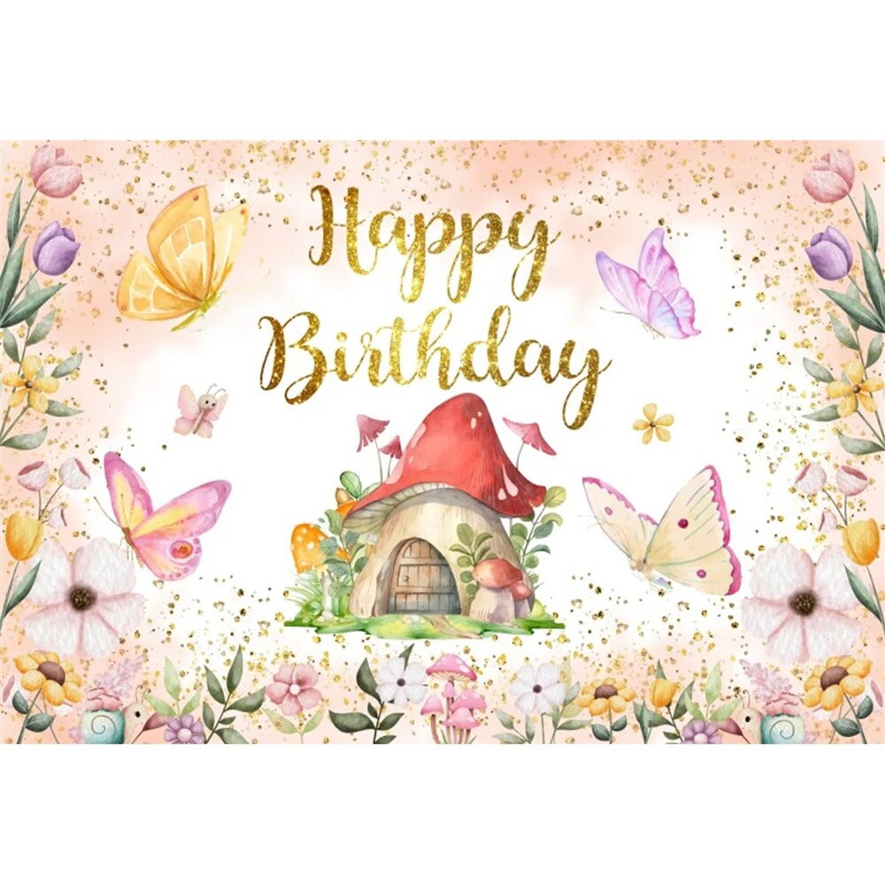 Spring Green Leaves Happy Birthday Backdrop Custom Name Newborn Shower ...