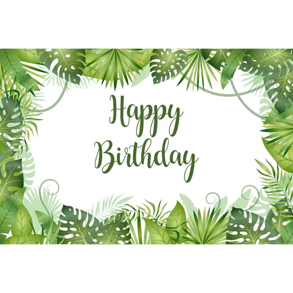 Spring Green Leaves Happy Birthday Backdrop Custom Name Newborn Shower ...