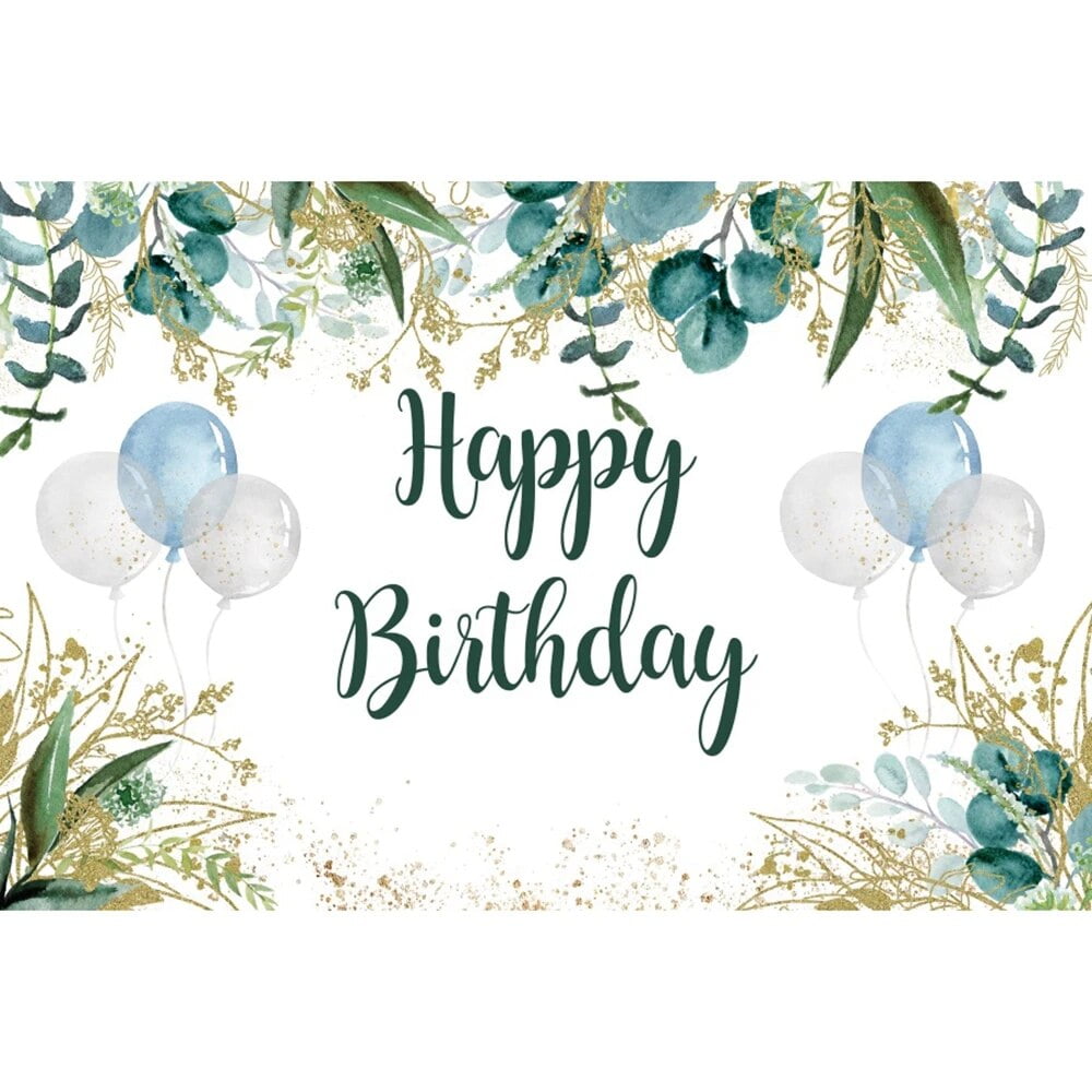 Spring Green Leaves Happy Birthday Backdrop Custom Name Newborn Shower ...