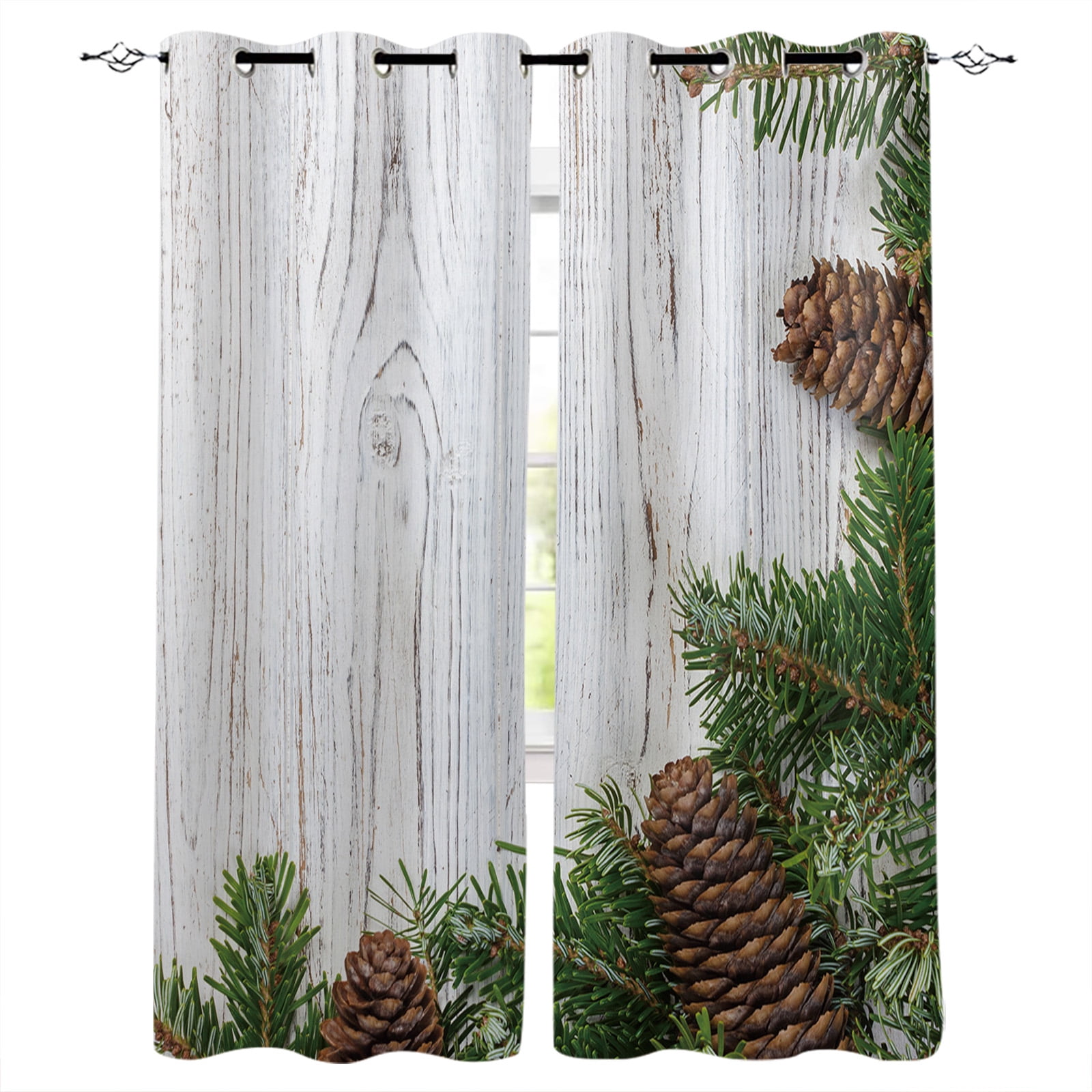 Spring Green Pine Wood Texture Window Curtains for Living Room Bedroom ...