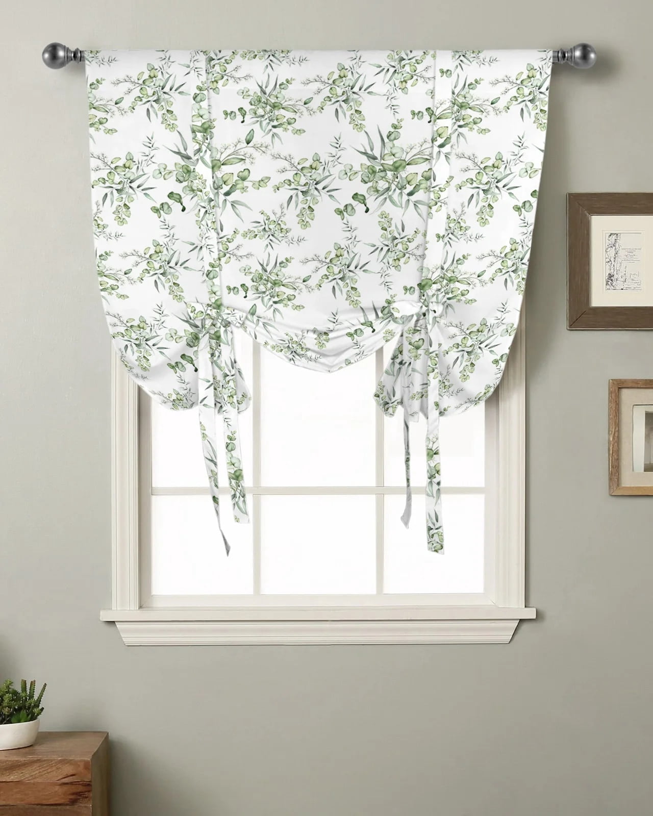 Spring Green Plant Eucalyptus Leaves Window Curtain for Living Room ...