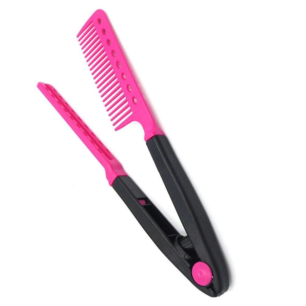 Spring Grip Straightening Comb Flat Iron Comb for Hair V Shape Salon ...