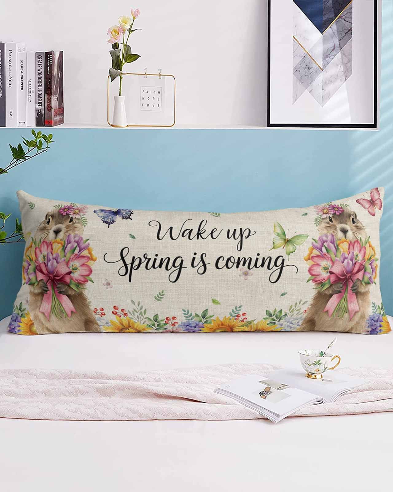 Spring Groundhog Body Pillow Case Cover - Microfiber Bed Throw Pillow ...