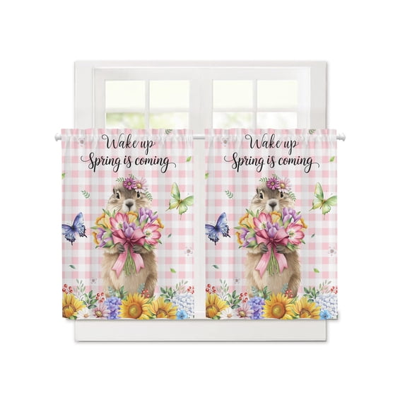 Spring Groundhog Butterfly Short Blackout Curtains 36 Inch Long ...