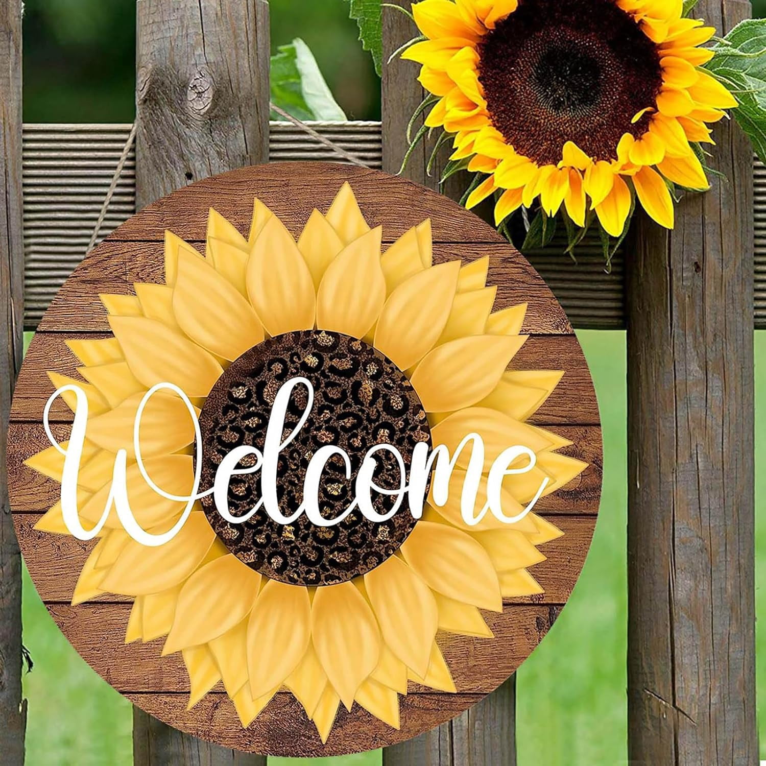 Spring Hanging Welcome Sign for Front Door Decor, Sunflower Bee Welcome ...