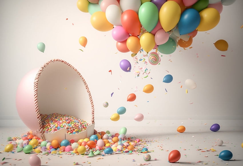 Spring Happy Easter Balloons Kids Birthday Party Cake Smash Portrait r ...