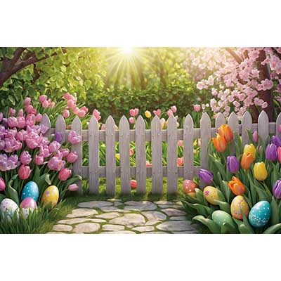 Spring Happy Easter Photography Backdrop Gard Flower Fce Egg Party ...