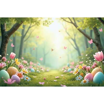 Spring Happy Easter Photography Backdrop Gard Flower Fce Egg Party ...