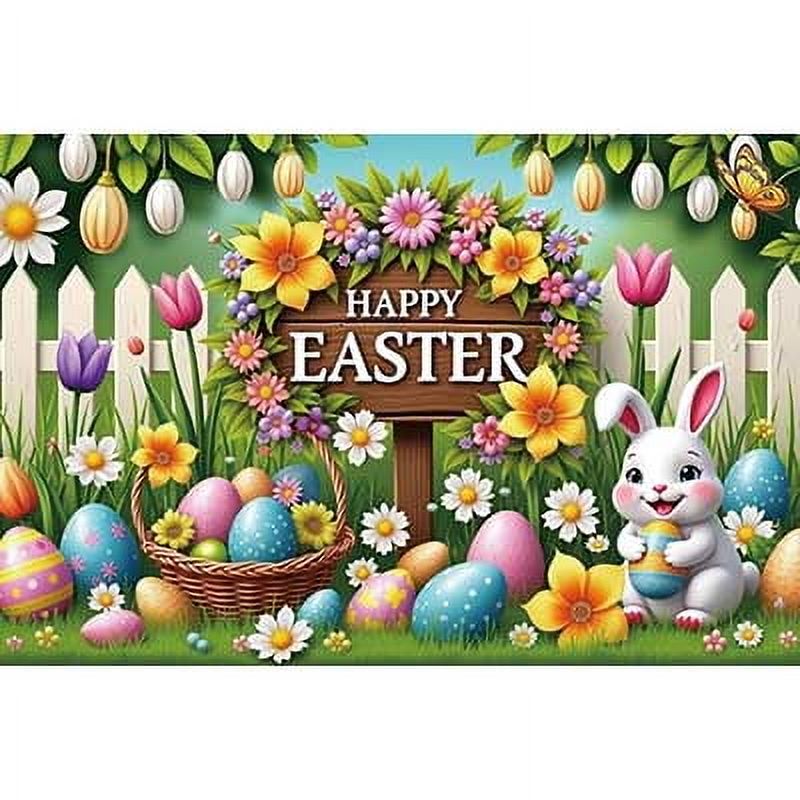 Spring Happy Easter Photography Backdrop Gard Flower Fce Egg Party ...