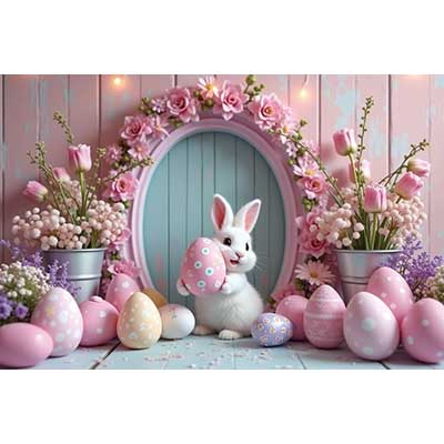 Spring Happy Easter Photography Backdrop Gard Flower Fce Egg Party ...
