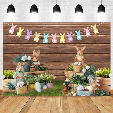 7 x 5 ft Easter Egg Hunt Backdrop Spring Pink Bunny Rabbit Colorful ...