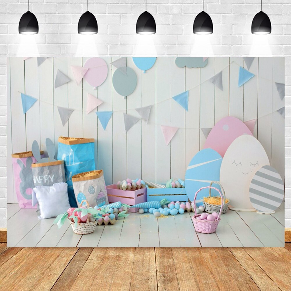 Spring Happy Easter Theme Photography Backdrop Wooden Wall Background ...