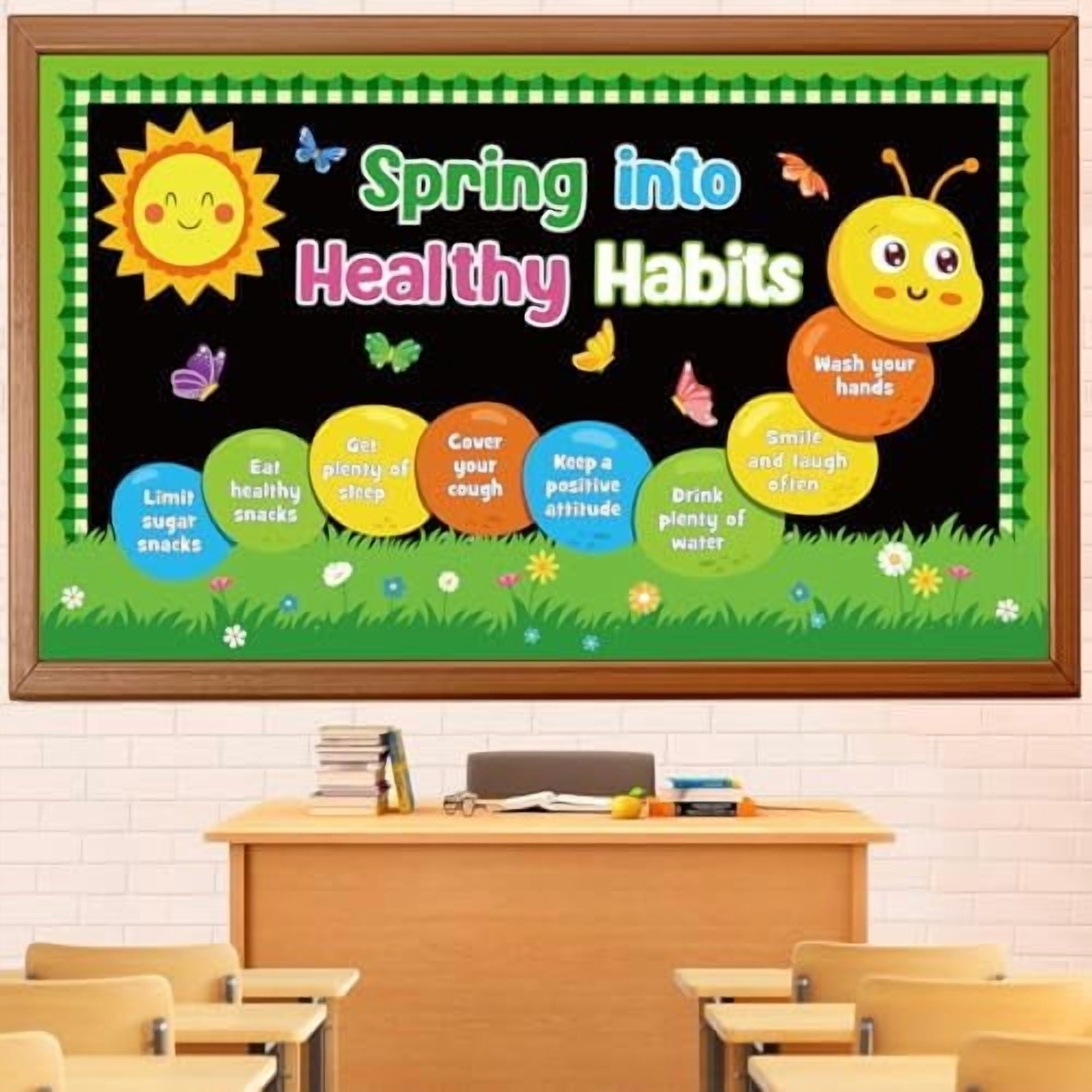 Spring Healthy Habits Bulletin Board Set, Spring Caterpillars Classroom ...