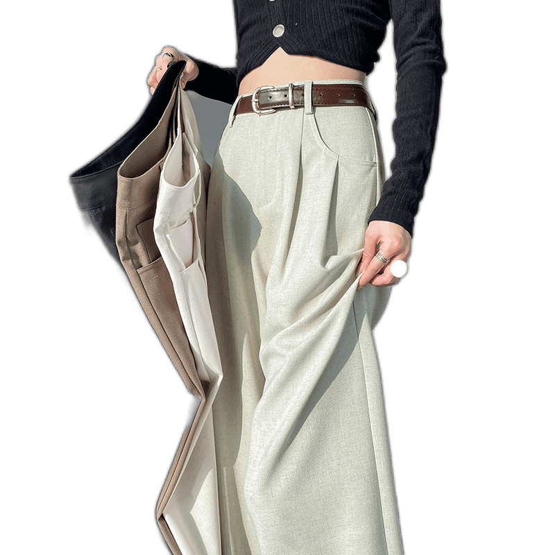 Spring Hemps Fashion High Waist Versatile Loose Slim -Fitting Straight ...