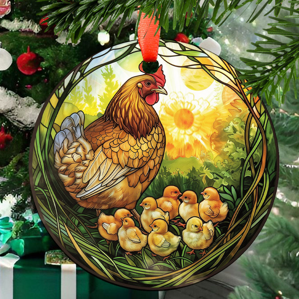 Spring Hen and Chicks: Ornament Style Wall or Window Hanging, 2025 ...