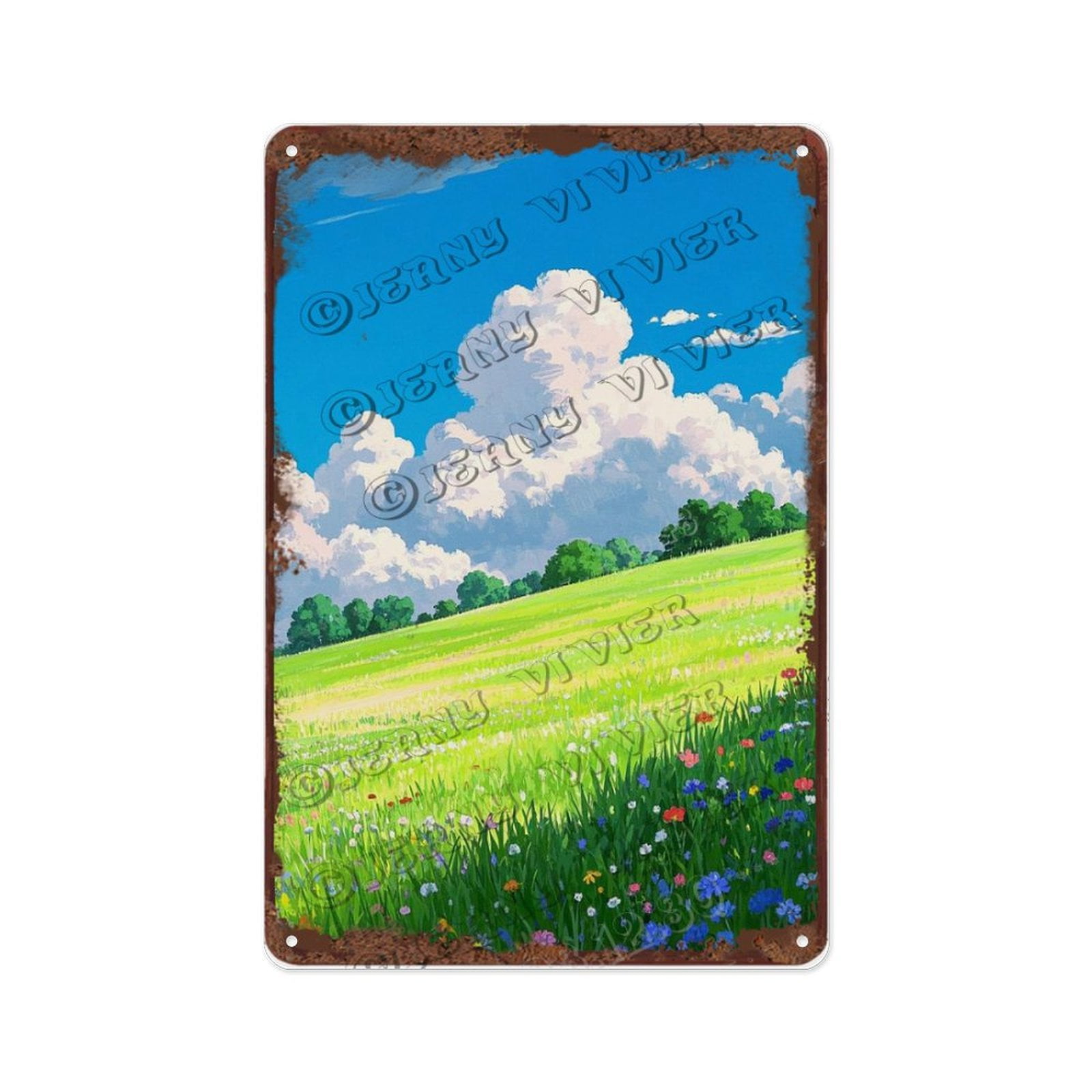 Spring Hill Landscape 12x16 Inch Metal Sign | Beautiful Spring Scenery ...