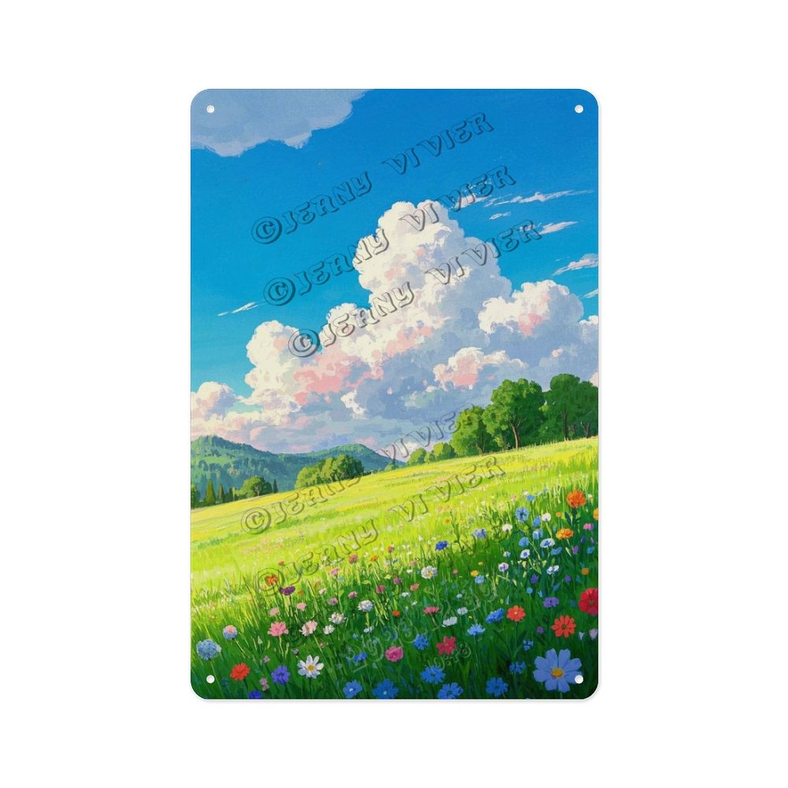 Spring Hill Landscape Tin Sign – Beautiful Vintage Outdoor Countryside ...
