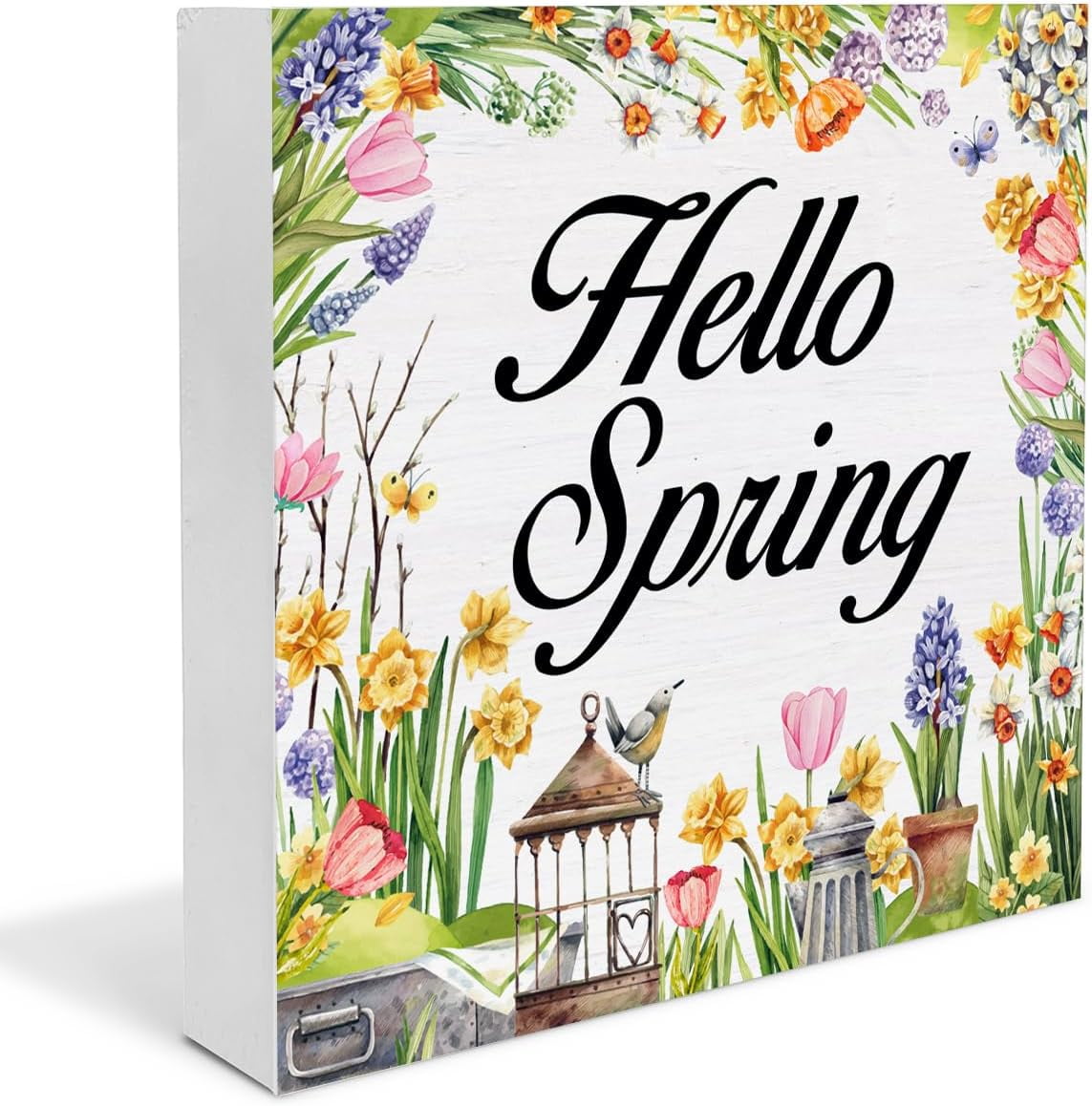 Spring Home Decor Floral Spring Decorations Rustic Hello Spring Wooden ...
