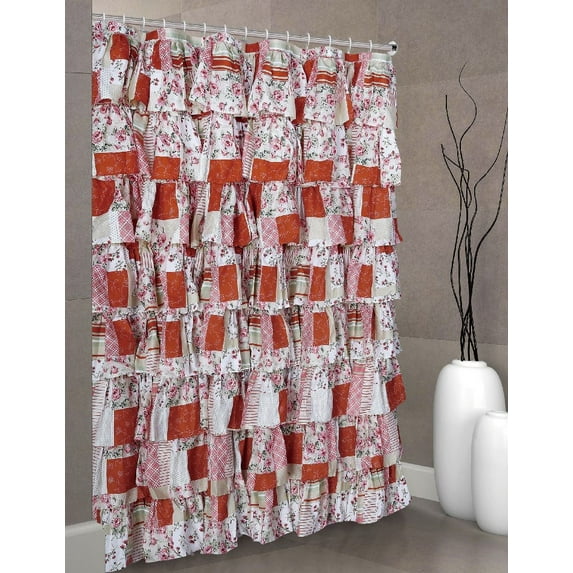 Spring Home Patchwork Ruffle Fabric Shower Curtain 72x72 inch - Walmart.com