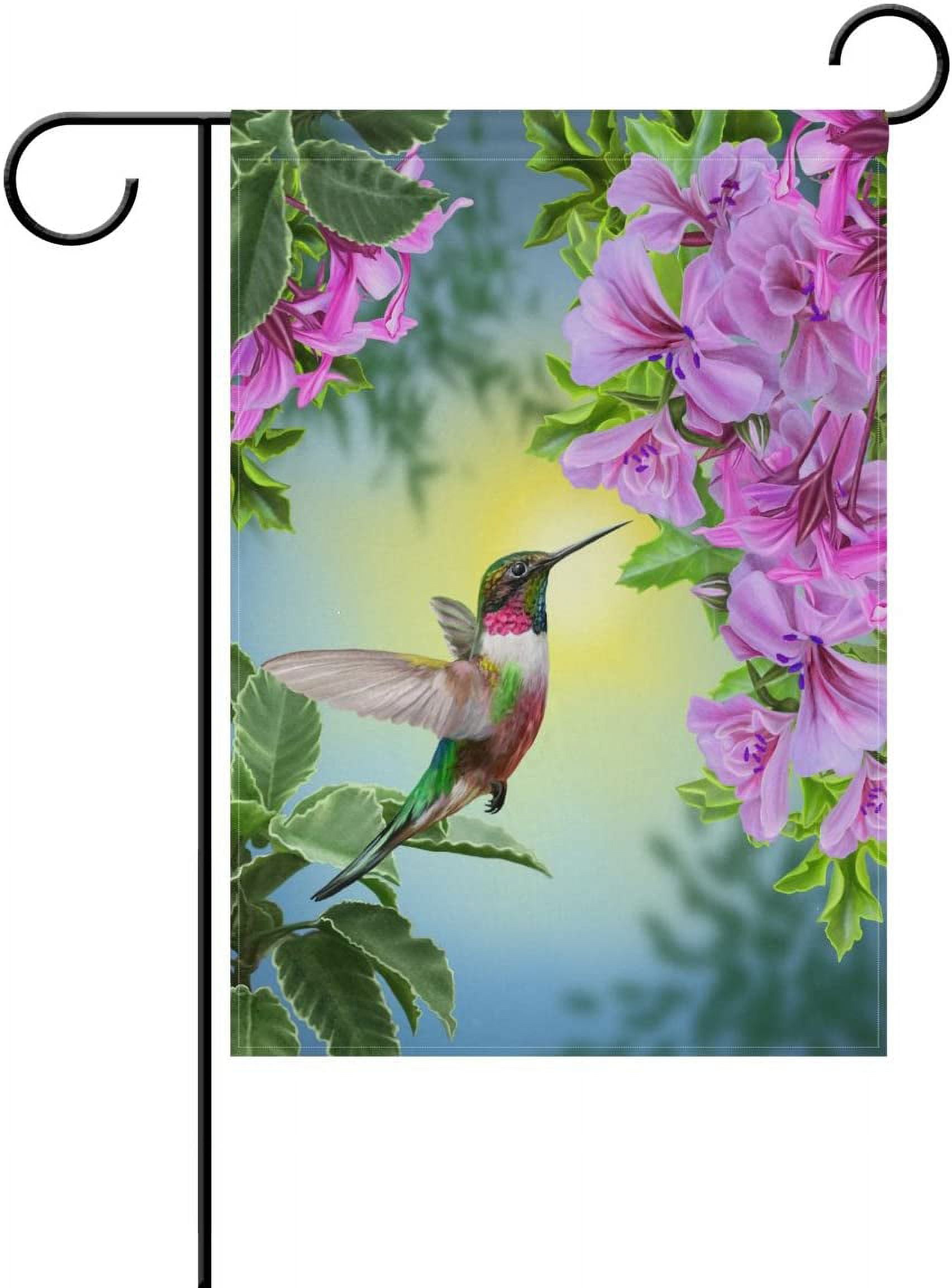 Spring Hummingbird Bird Pink Flower Garden Yard Flag Decoration,Floral ...