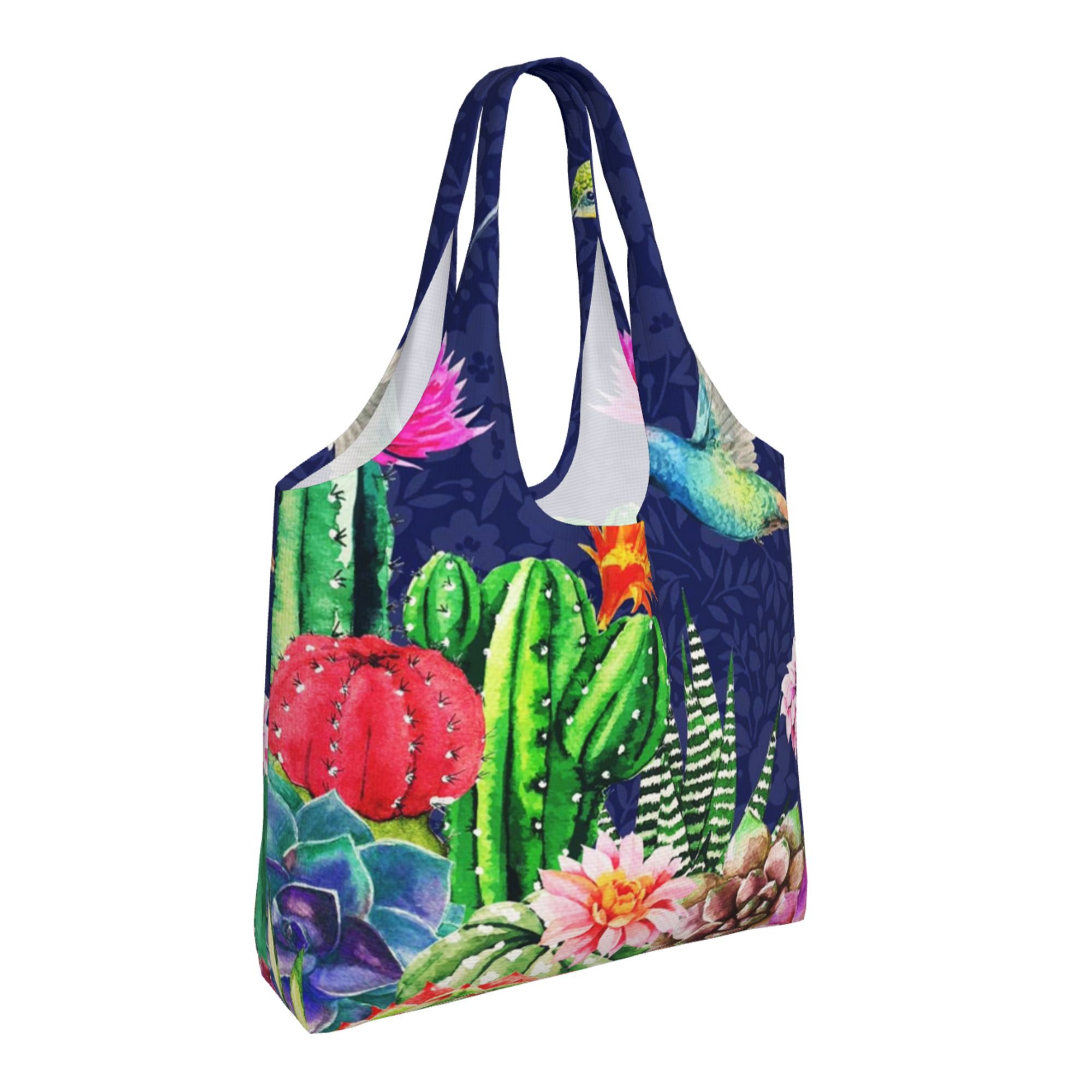 Spring Hummingbird Cactus Canvas Tote Pocket For Women,Totes Bag With ...