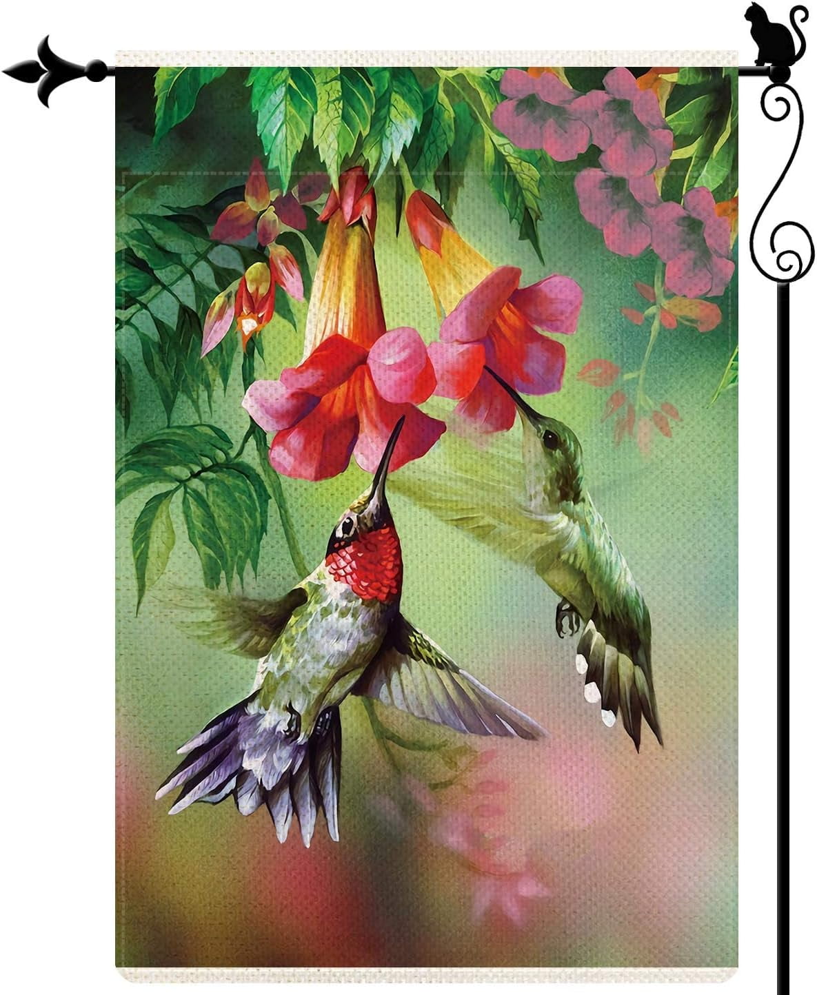 Spring Hummingbird Garden Flag Summer Small Garden Flag Vertical Double ...