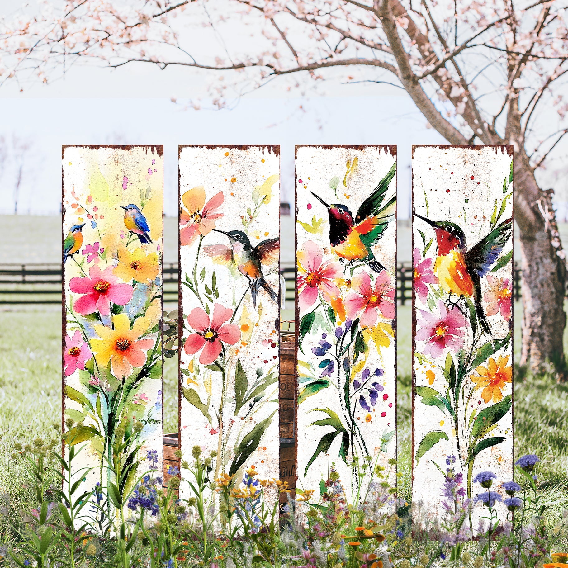 Spring Hummingbird Porch Sign | Wooden Entryway Decor | UV Print ...