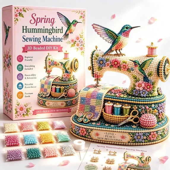 Spring Hummingbird Sewing Machine 3D Beaded DIY Kit, Limited Collector ...