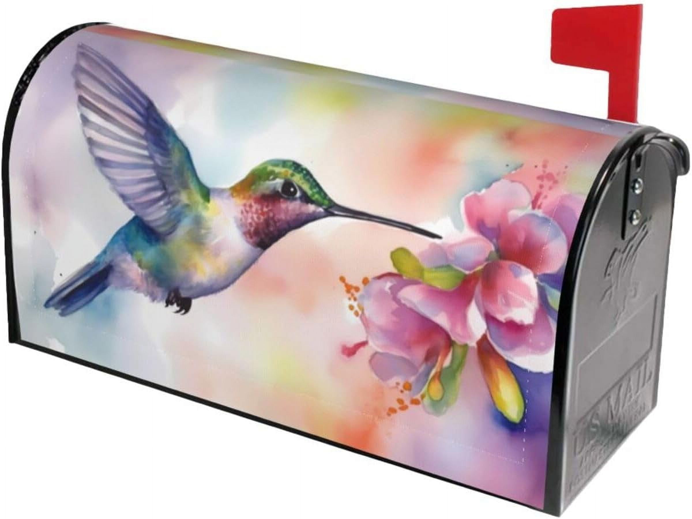 Spring Hummingbirds Mailbox Covers, Flowers Magnetic Post Box Cover ...