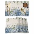Spring Hydrangea Cotton Linen Placemats Set of 2, Blue Flower Green ...