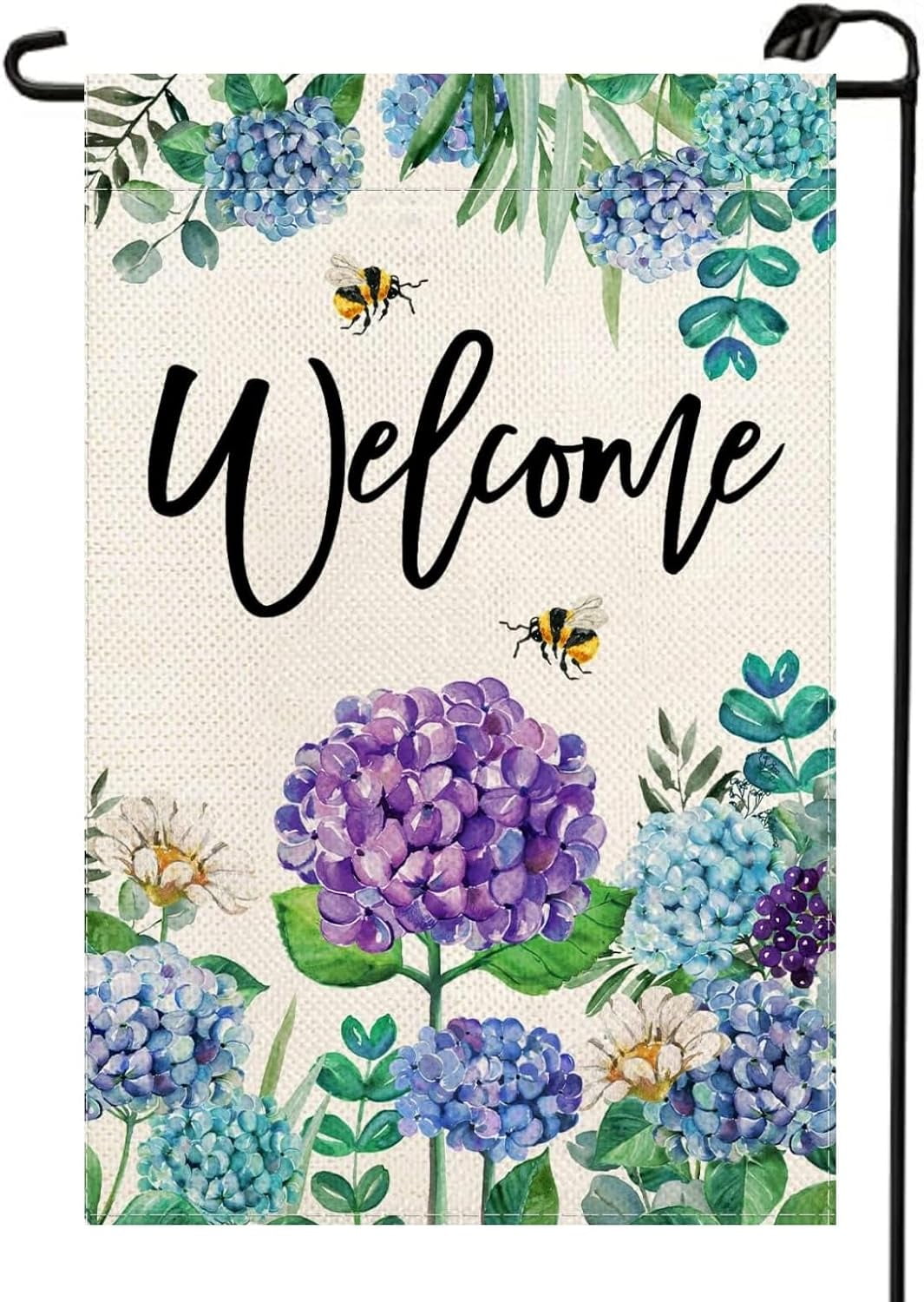 Spring Hydrangea Garden Flag 28x40 inch Double Sided Purple Blue Flower ...