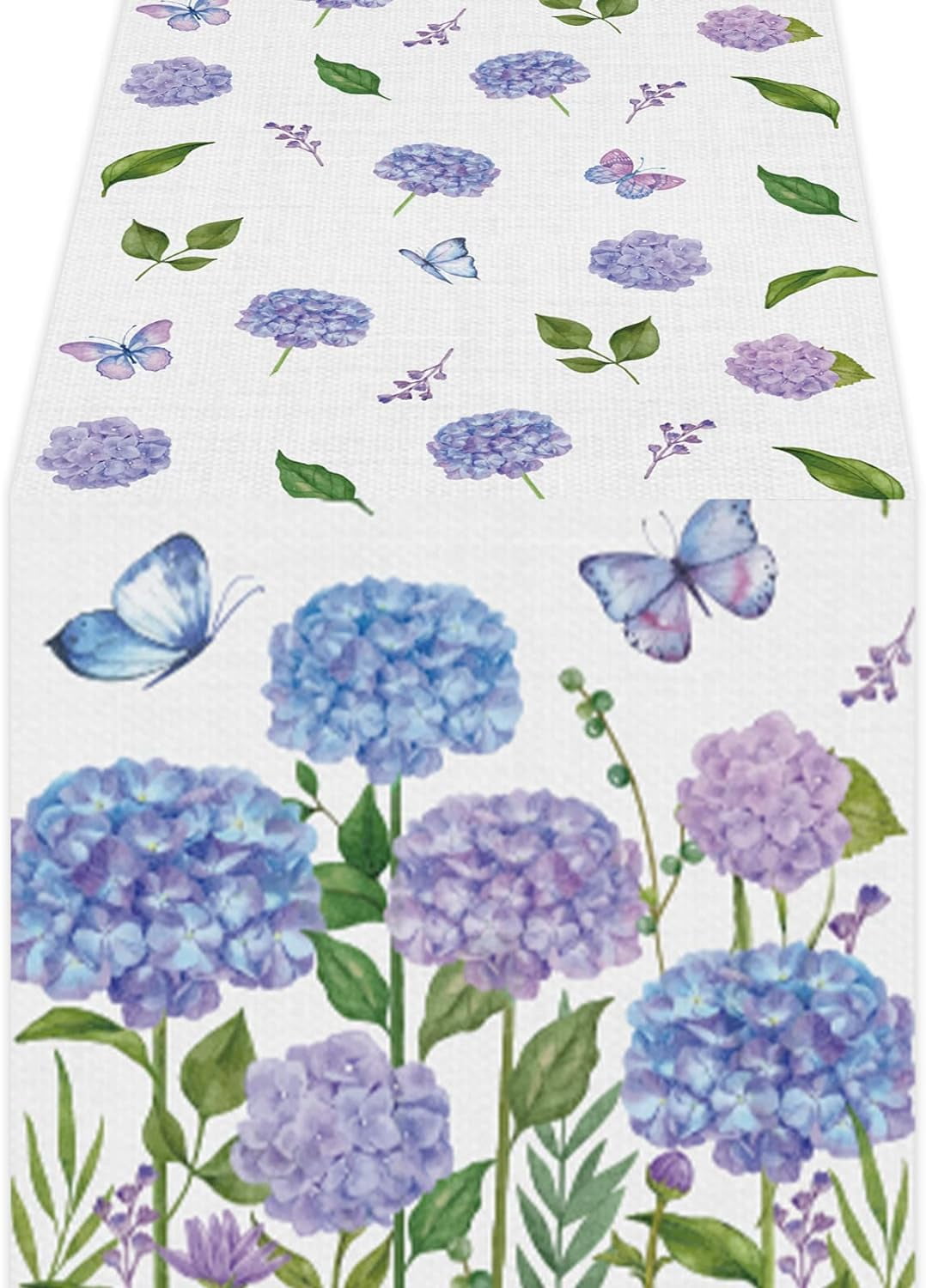 Spring Hydrangea Watercolor Linen Table Runners Seasonal Floral Table ...