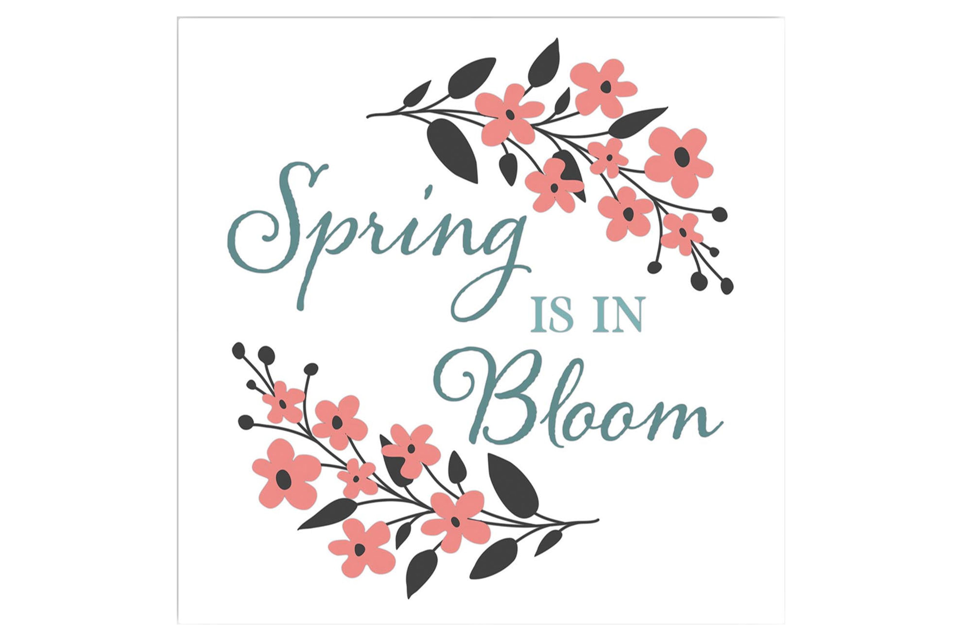 Spring In Bloom Coral Floral Branch 12 x 12 Wood Wall Sign Plaque ...