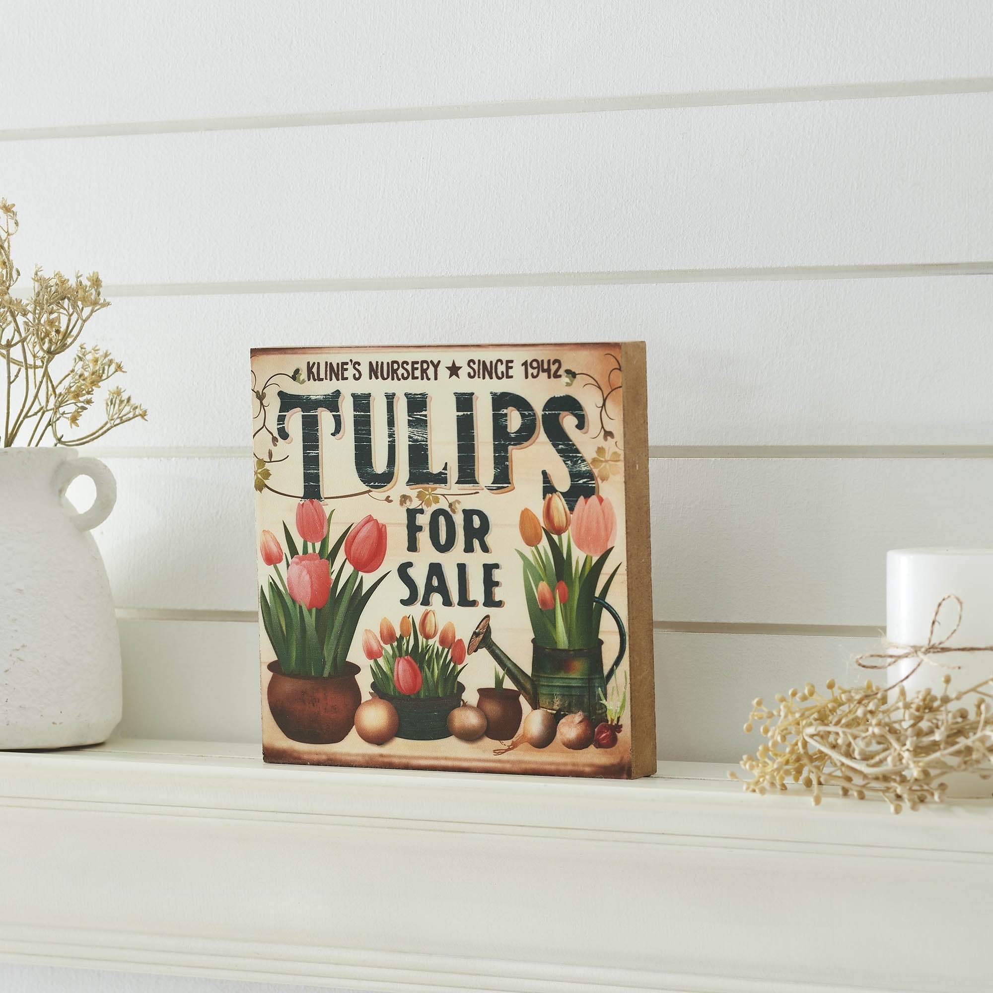 VHC Brands Spring in Bloom Tulips for Sale MDF Block Sign 8x8, Spring ...