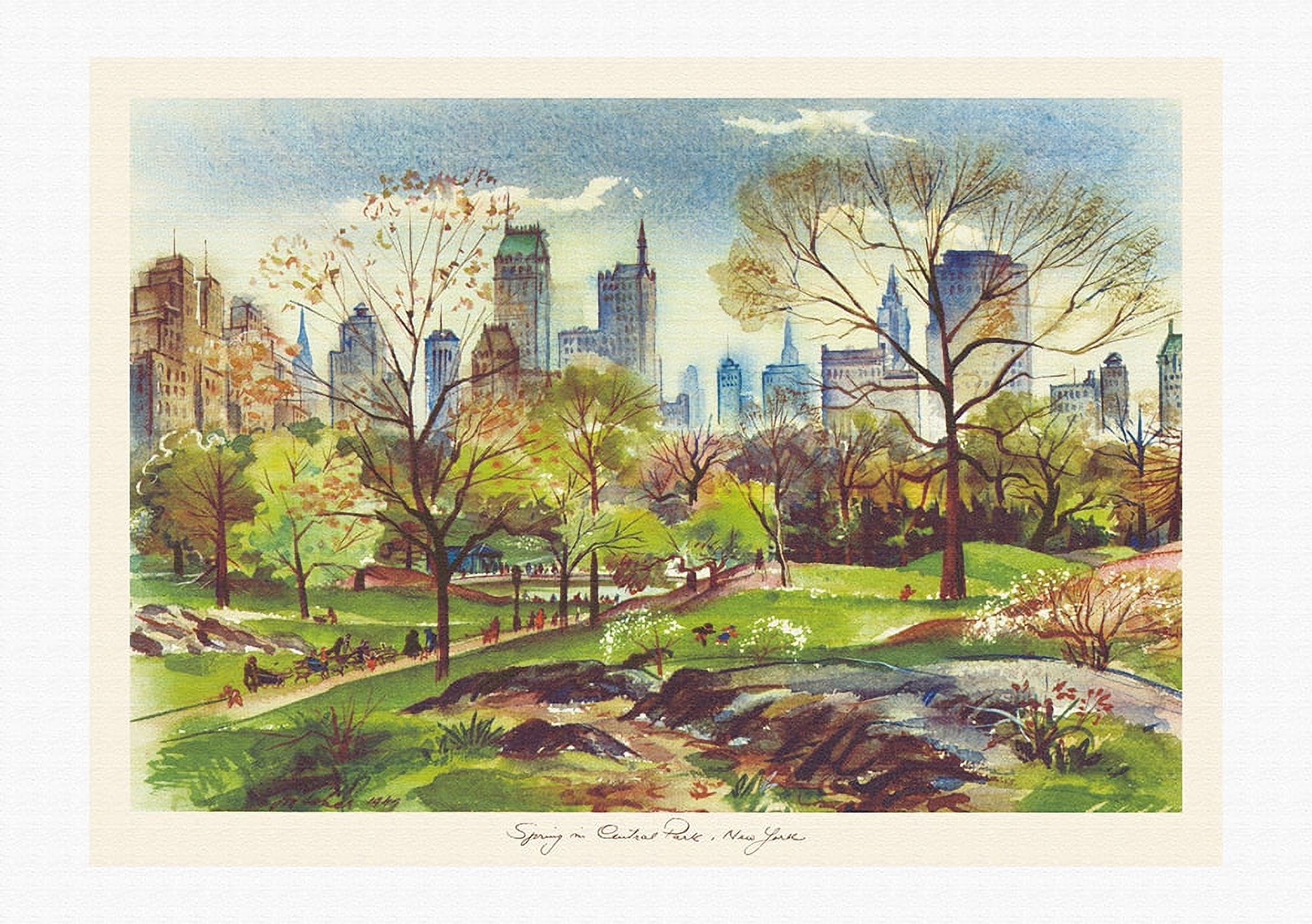 Spring In Central Park - Manhattan New York - Vintage Travel Poster by ...