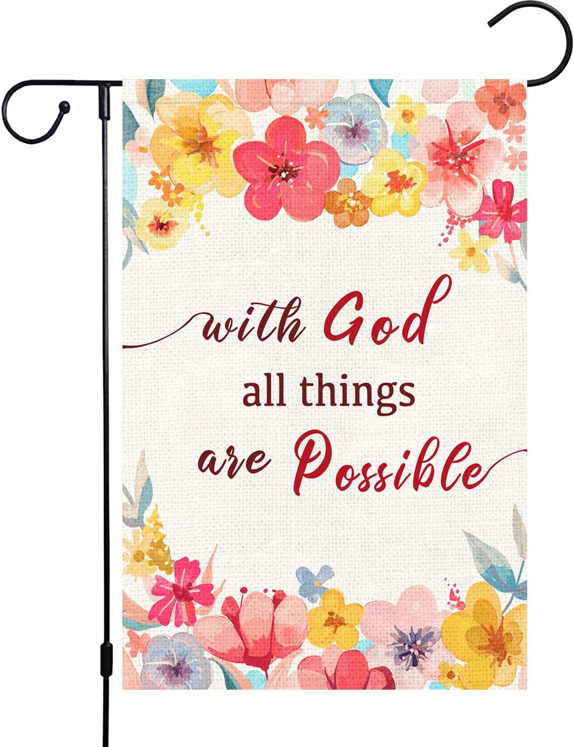 Spring Inspirational Garden Flag 12x18 , with God all Things are ...