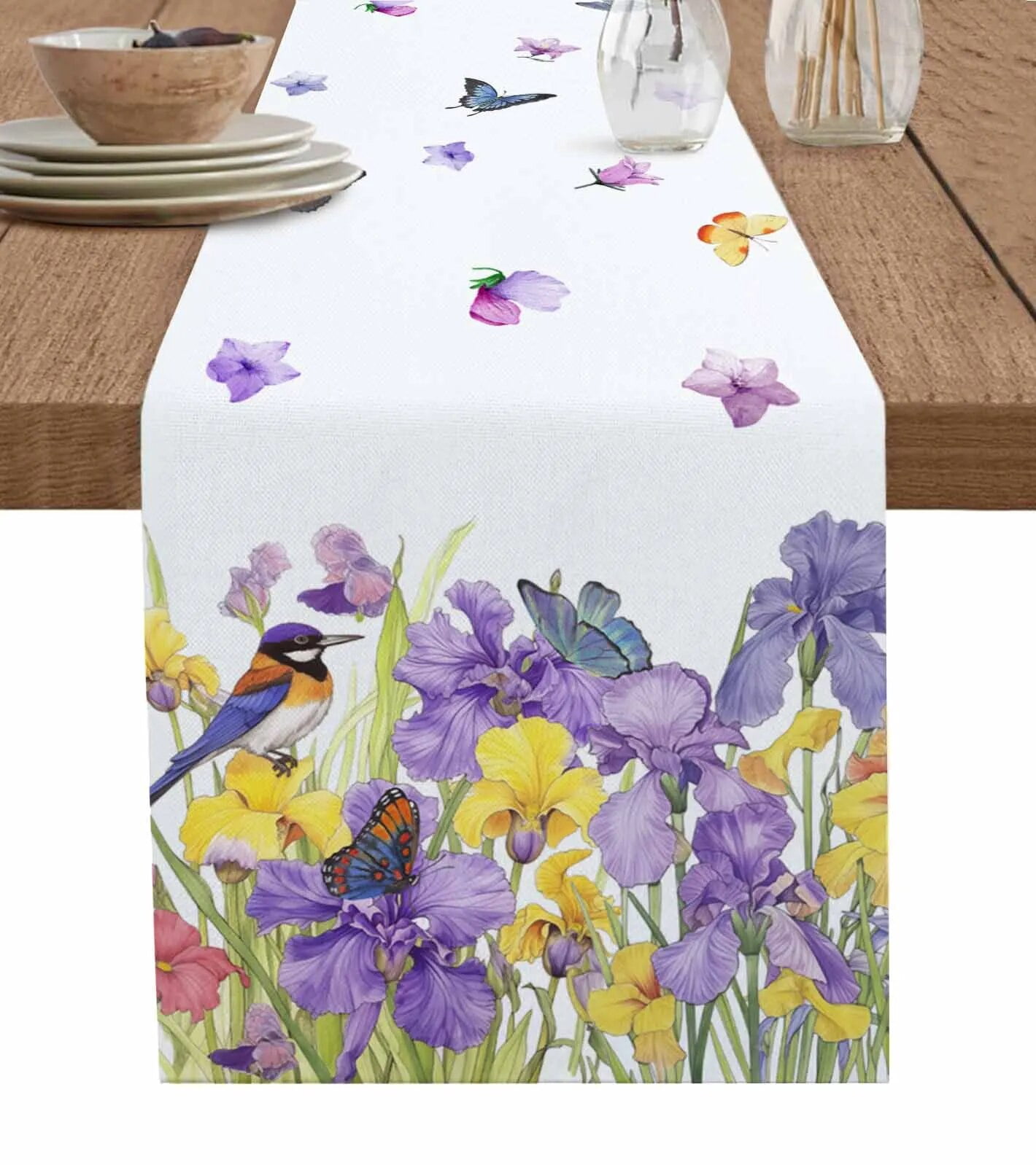 Spring Iris Watercolor Butterfly Table Runner Wedding Decor Table ...