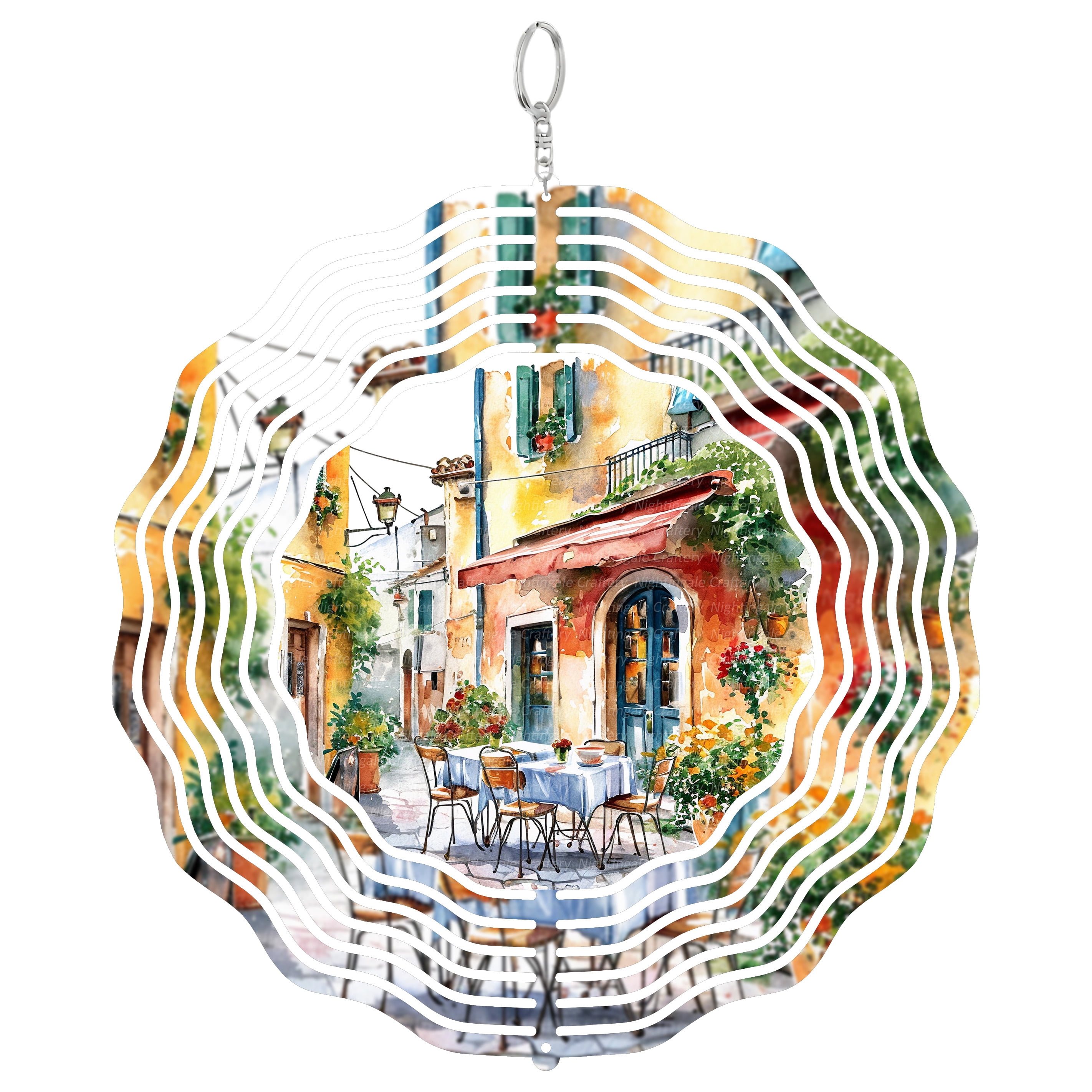 Spring Italian Cafe Street 3D Wind Spinner Stainless Steel Kinetic Art ...