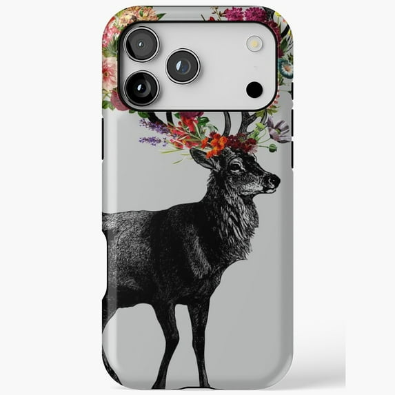 Spring Itself Deer Floral Nature Art iPhone Case 17 11 12 13 14 15 16 ...