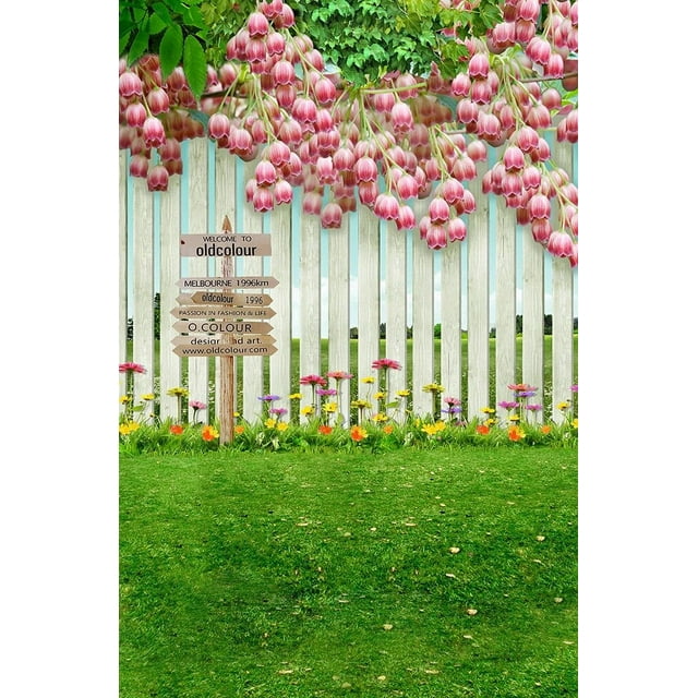 Spring Jungle Forest Trees Backdrop Pink Cherry Blossoms Green ...