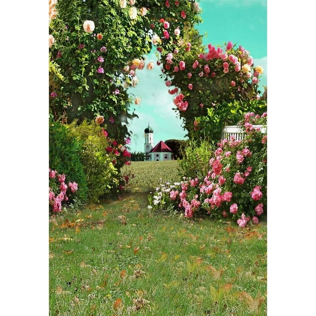 Spring Jungle Forest Trees Backdrop Pink Cherry Blossoms Green ...