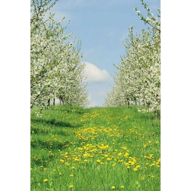 Spring Jungle Forest Trees Backdrop Pink Cherry Blossoms Green ...