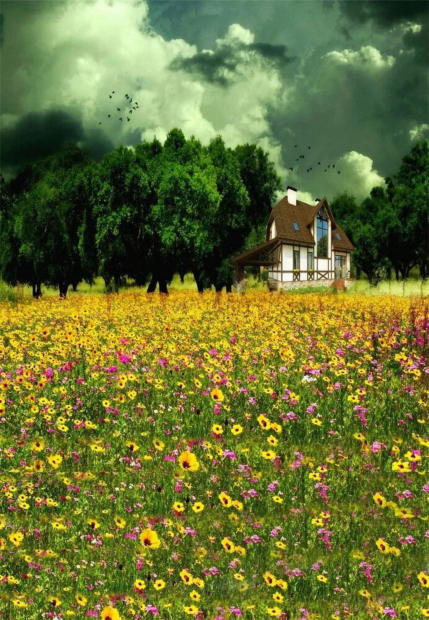 Spring Jungle Forest Trees Backdrop Pink Cherry Blossoms Green ...