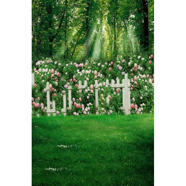 Spring Jungle Forest Trees Backdrop Pink Cherry Blossoms Green ...