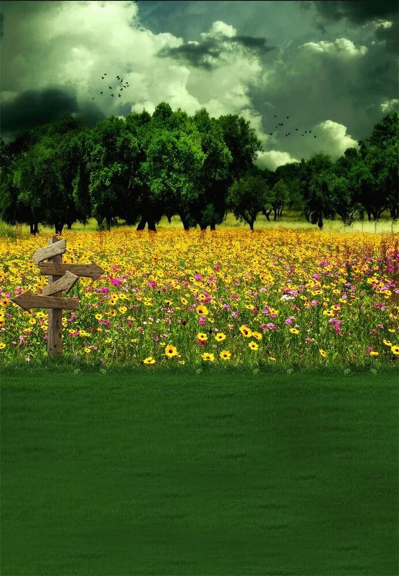 Spring Jungle Forest Trees Backdrop Pink Cherry Blossoms Green ...