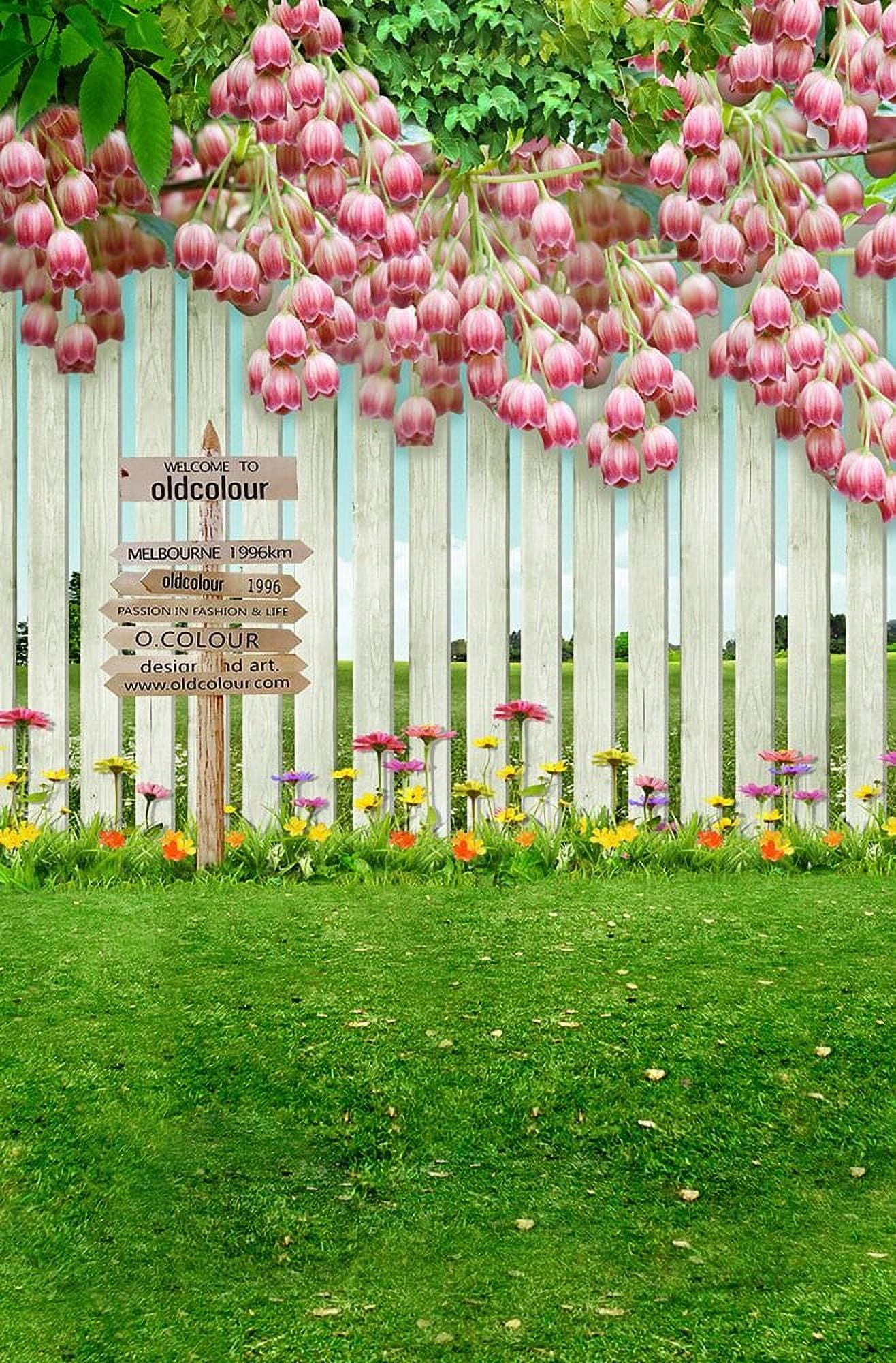 Spring Jungle Forest Trees Backdrop Pink Cherry Blossoms Green ...